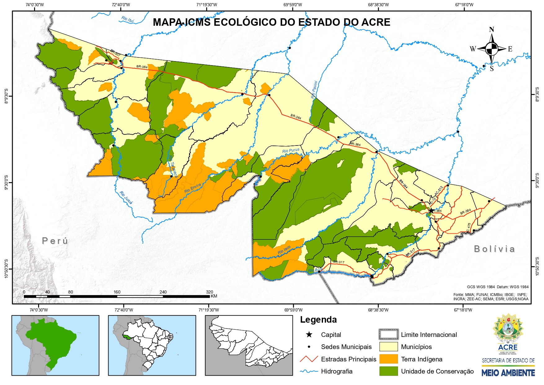Dados e mapas das Unidades de Conservação Ambiental por município para ...